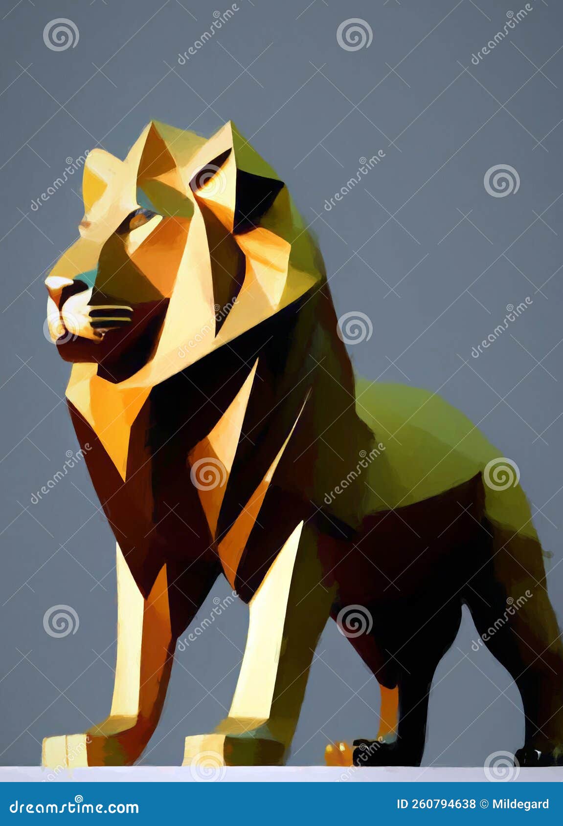Low Poly Lion - Stylized Digital Art Stock Illustration - Illustration ...