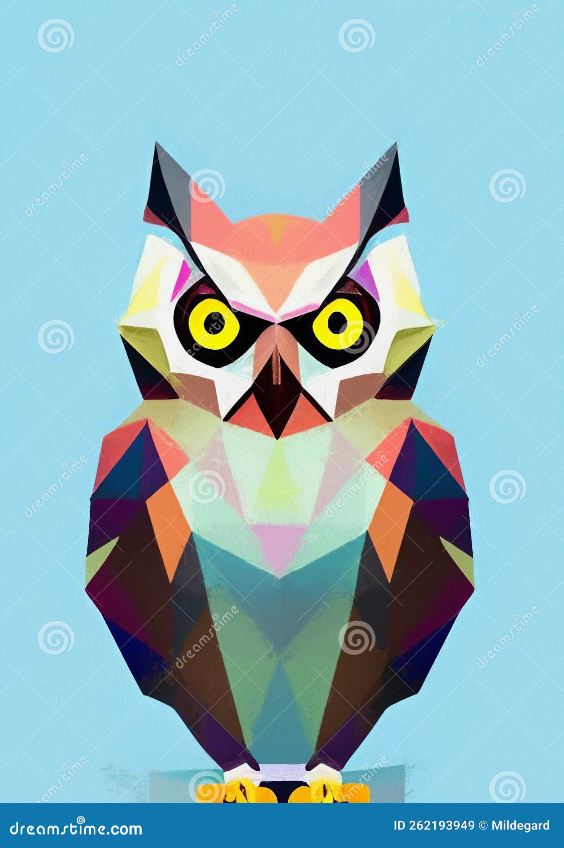 Low Poly Owl - Stylized Digital Art Stock Illustration - Illustration ...