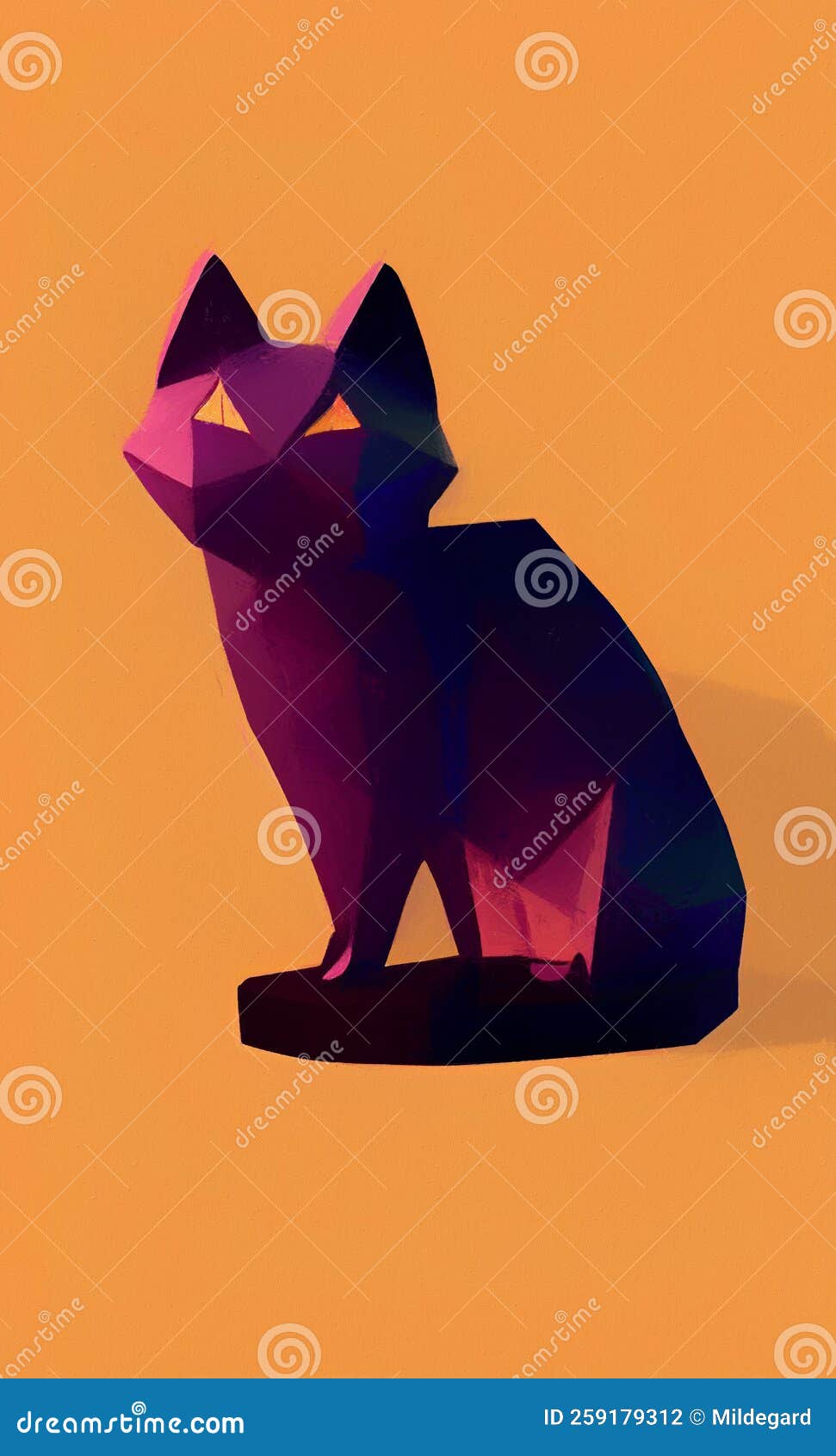 Low Poly Cat - Stylized Digital Art Stock Illustration - Illustration ...