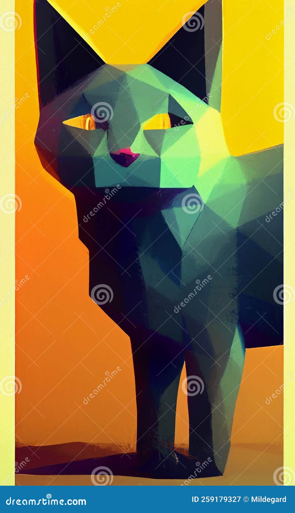 Low Poly Cat - Stylized Digital Art Stock Illustration - Illustration ...