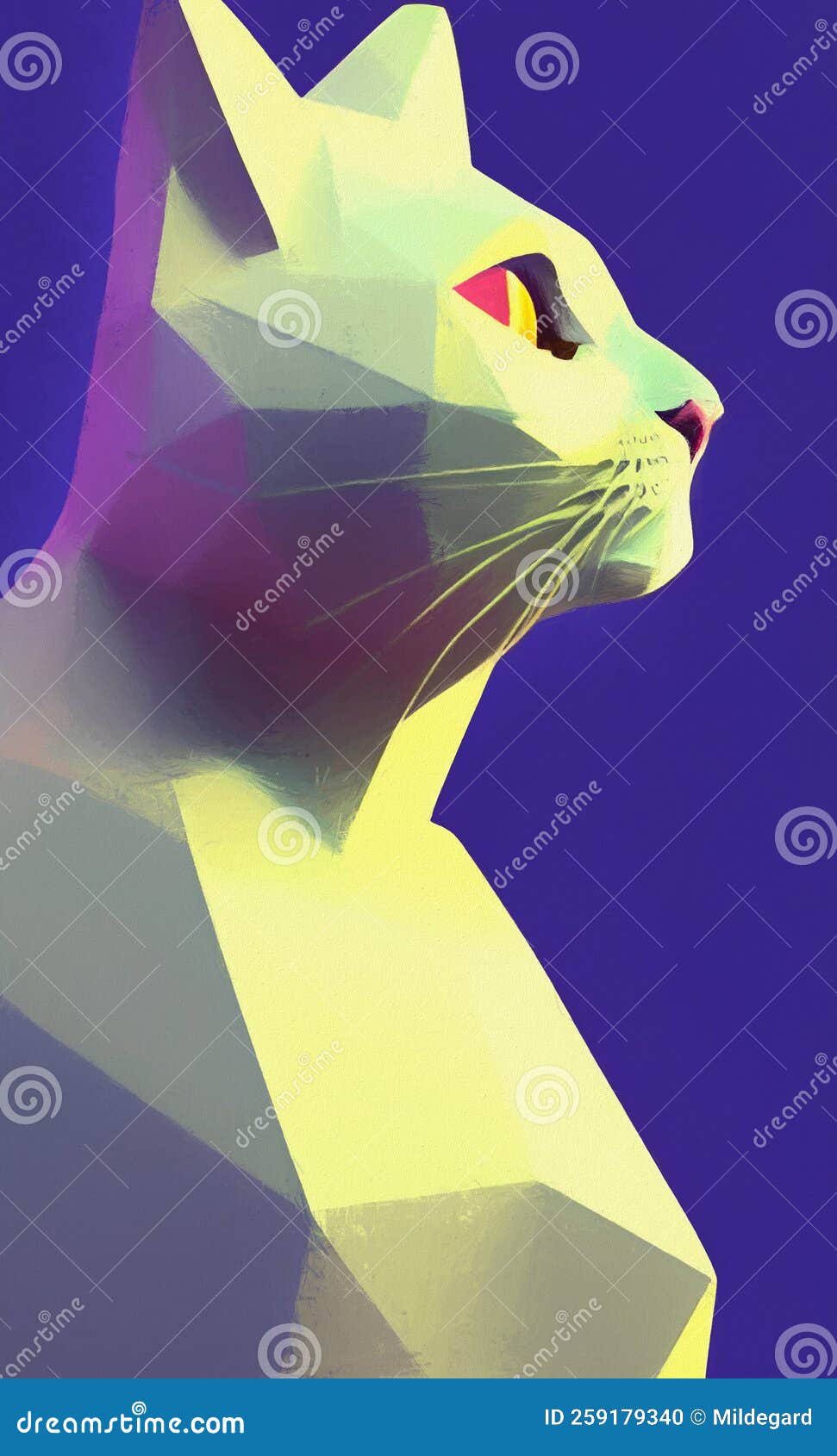 Low Poly Cat - Stylized Digital Art Stock Illustration - Illustration ...