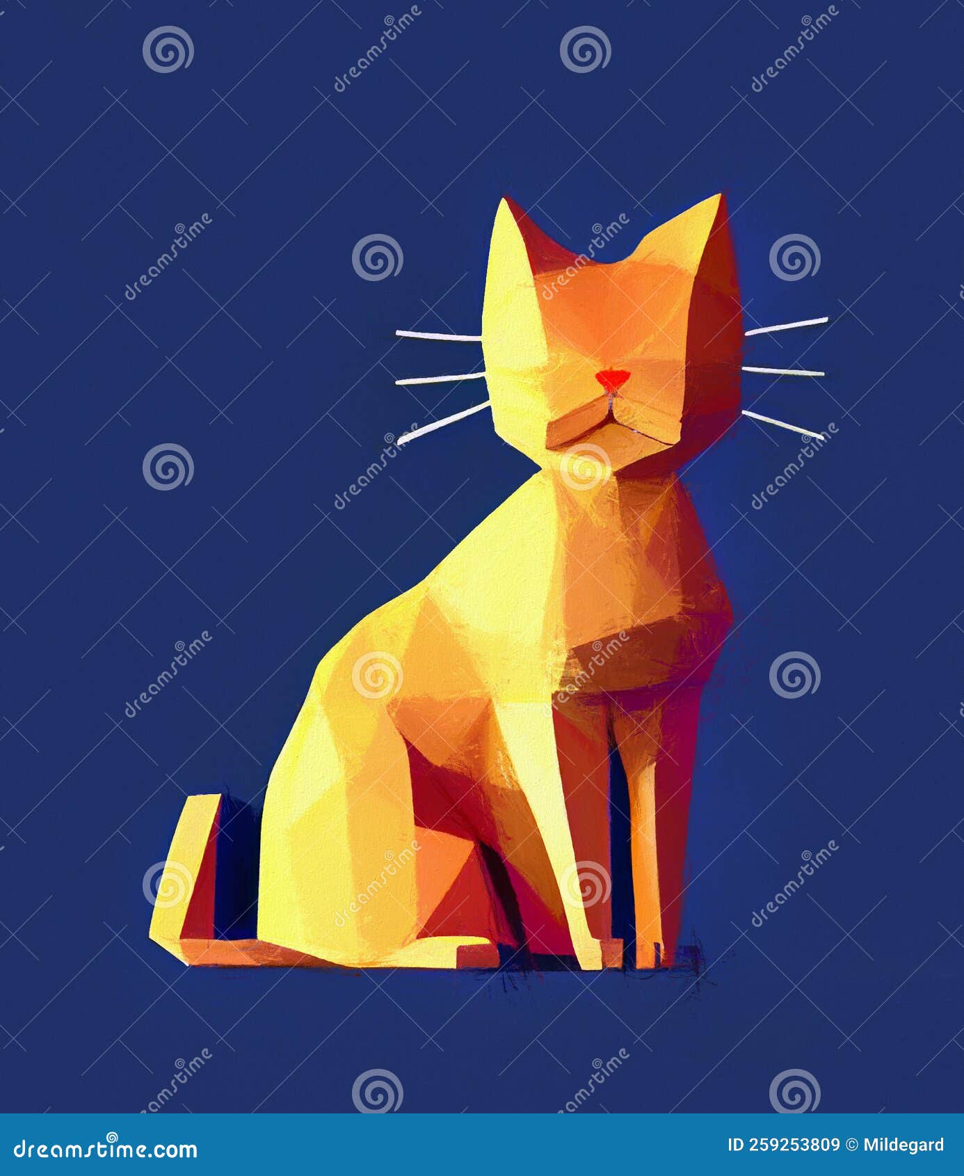 Low Poly Cat - Stylized Digital Art Stock Illustration - Illustration ...