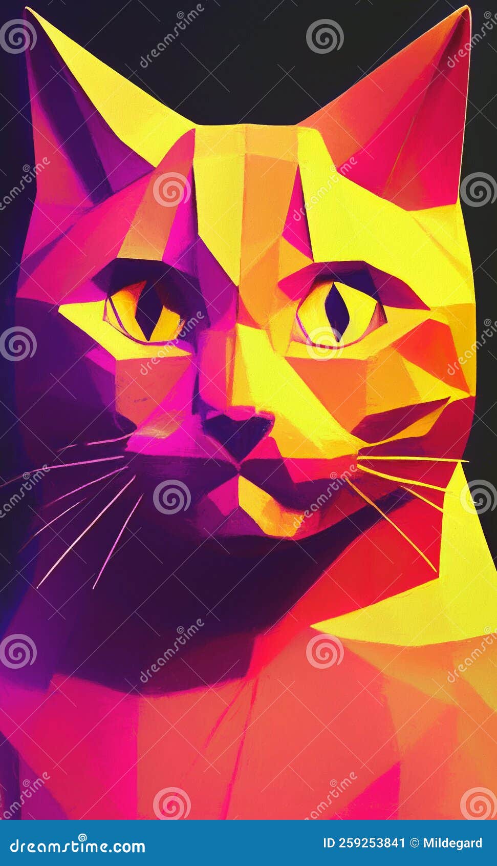 Low Poly Cat - Stylized Digital Art Stock Illustration - Illustration ...