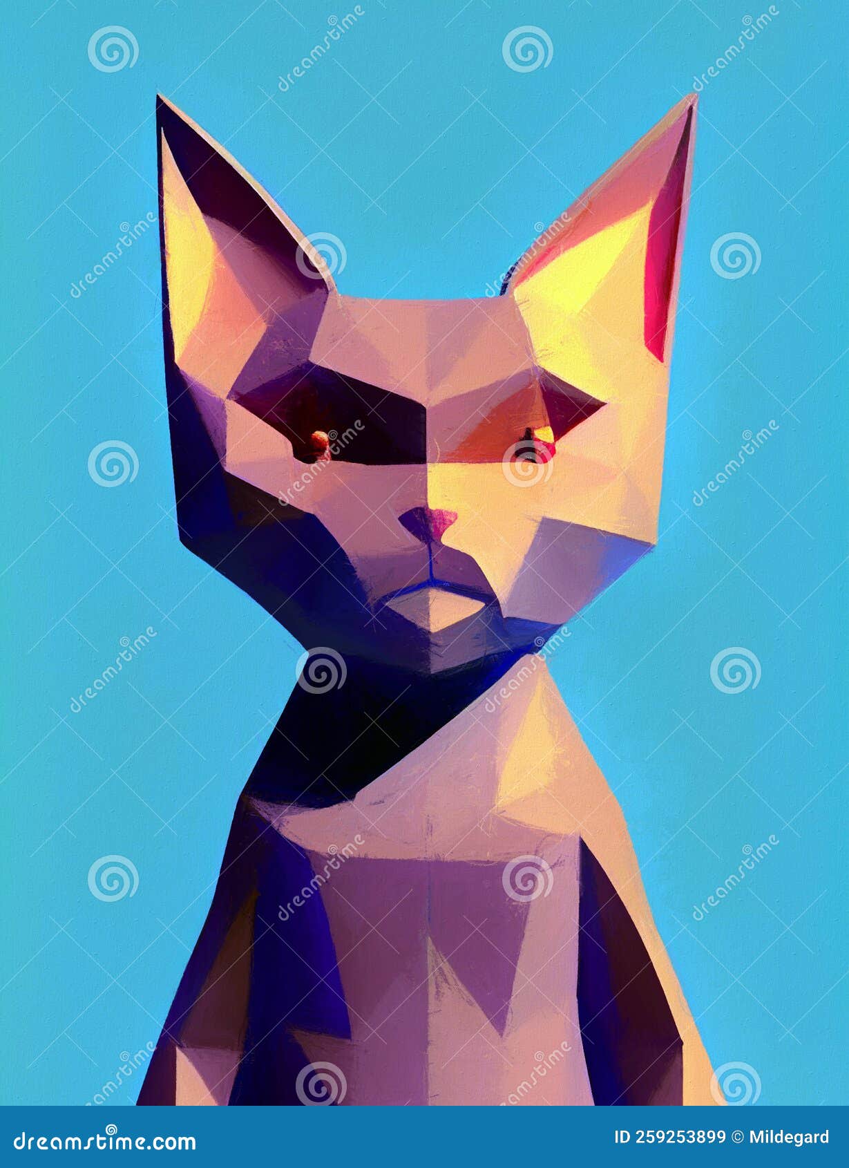 Low Poly Cat - Stylized Digital Art Stock Illustration - Illustration ...