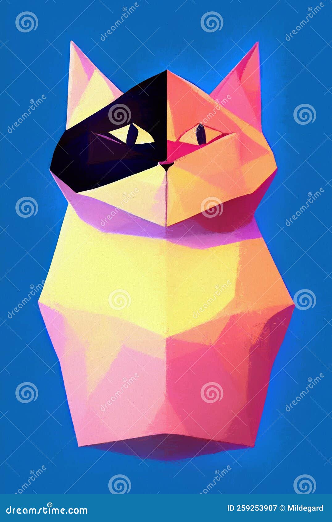 Low Poly Cat - Stylized Digital Art Stock Illustration - Illustration ...