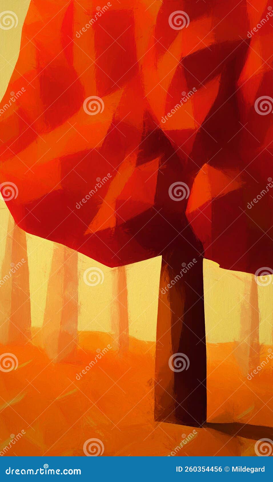 Low Poly Autumn Tree - Digital Painting Stock Illustration ...