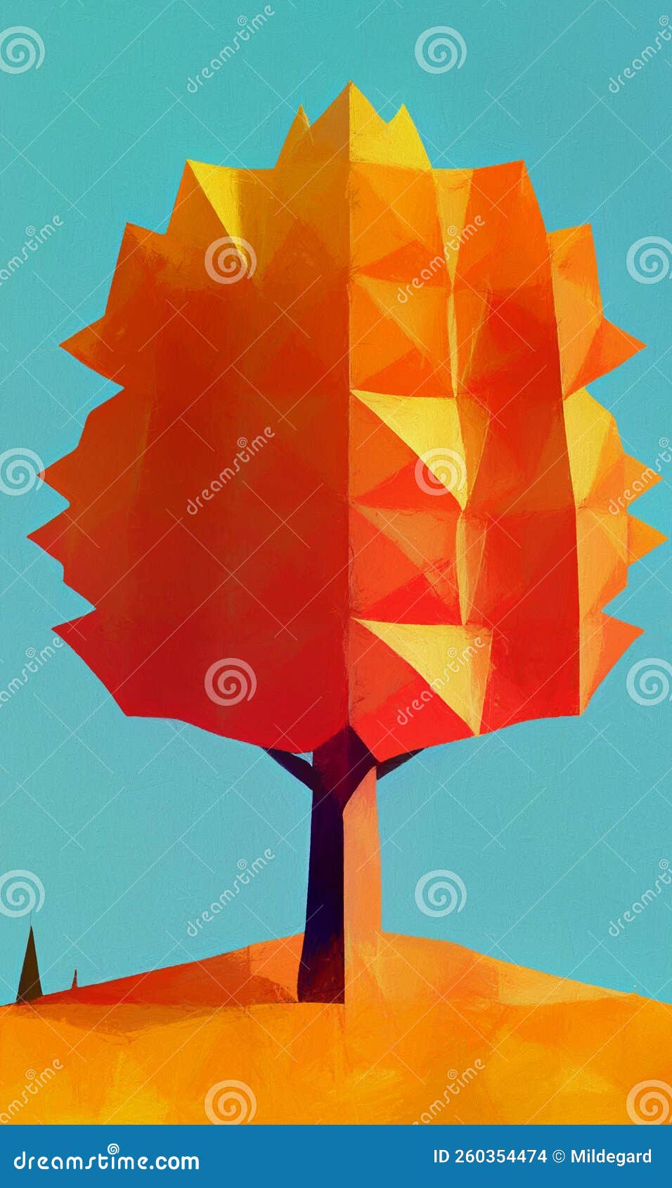 Low Poly Autumn Tree - Digital Painting Stock Illustration ...