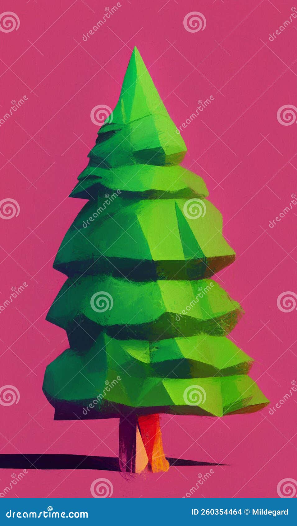Low Poly Fir Tree - Digital Painting Stock Illustration - Illustration ...