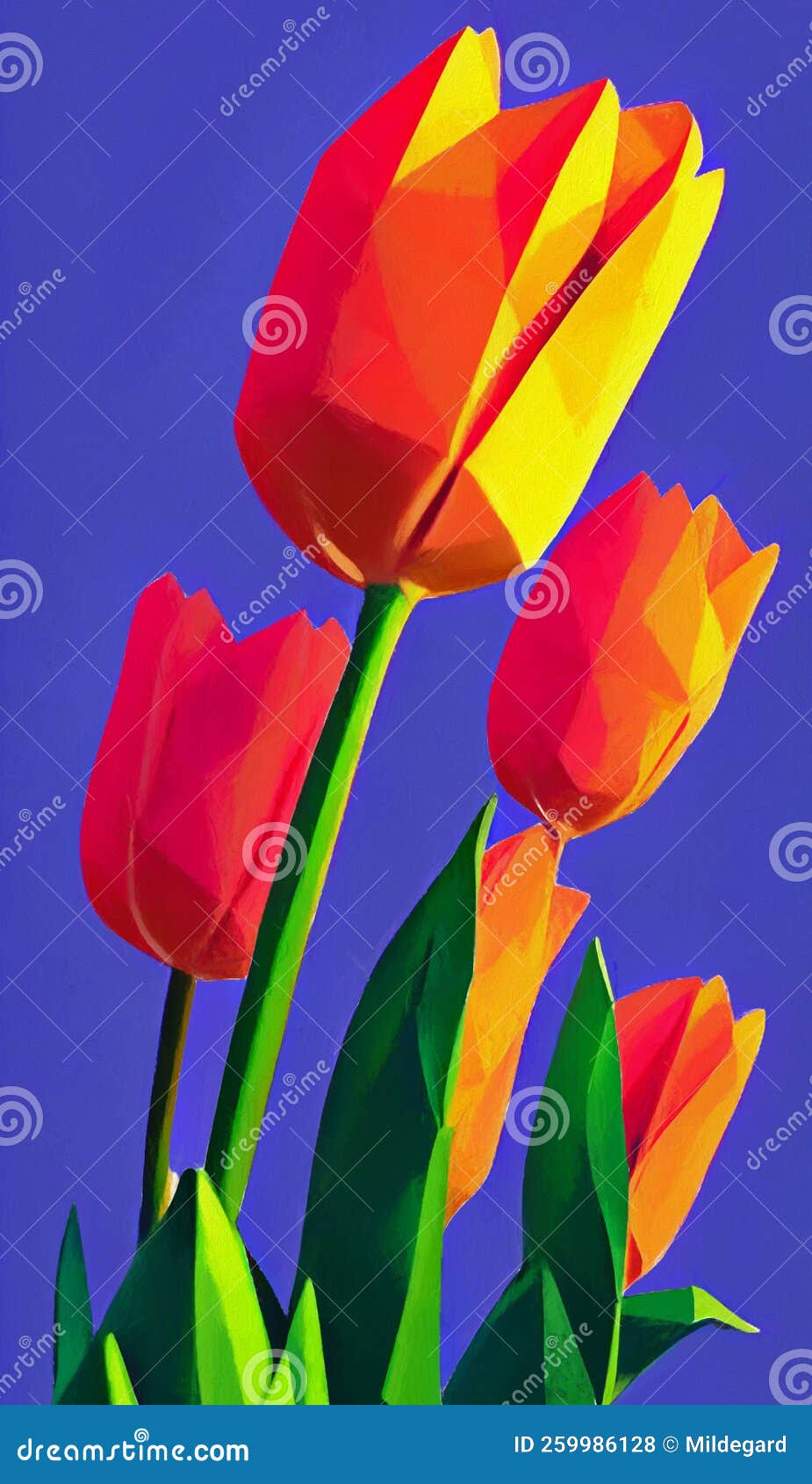 Low Poly Tulip - Stylized Digital Art Stock Illustration - Illustration ...