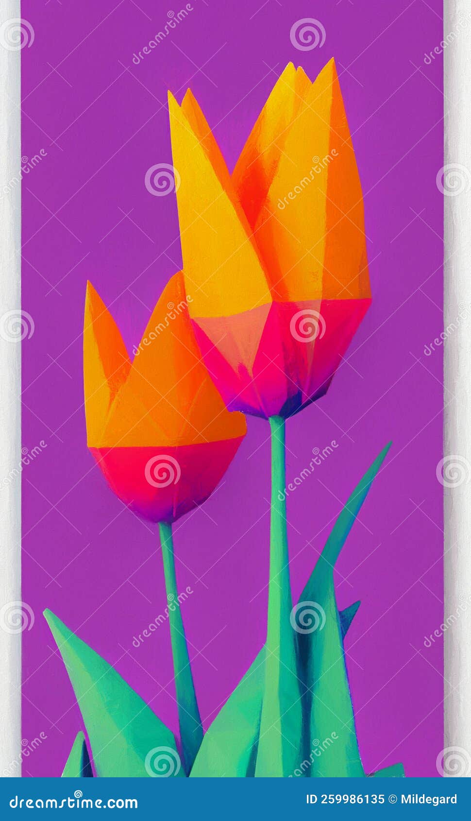 Low Poly Tulips - Stylized Digital Art Stock Illustration ...