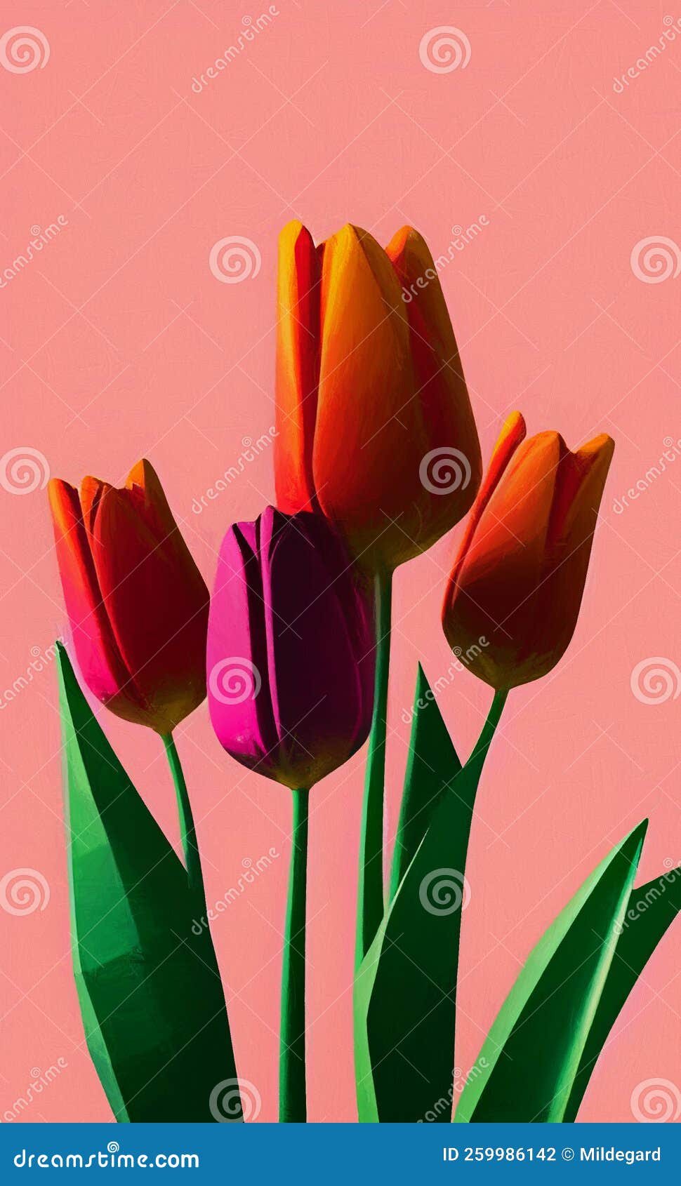 Low Poly Tulips - Stylized Digital Art Stock Illustration ...