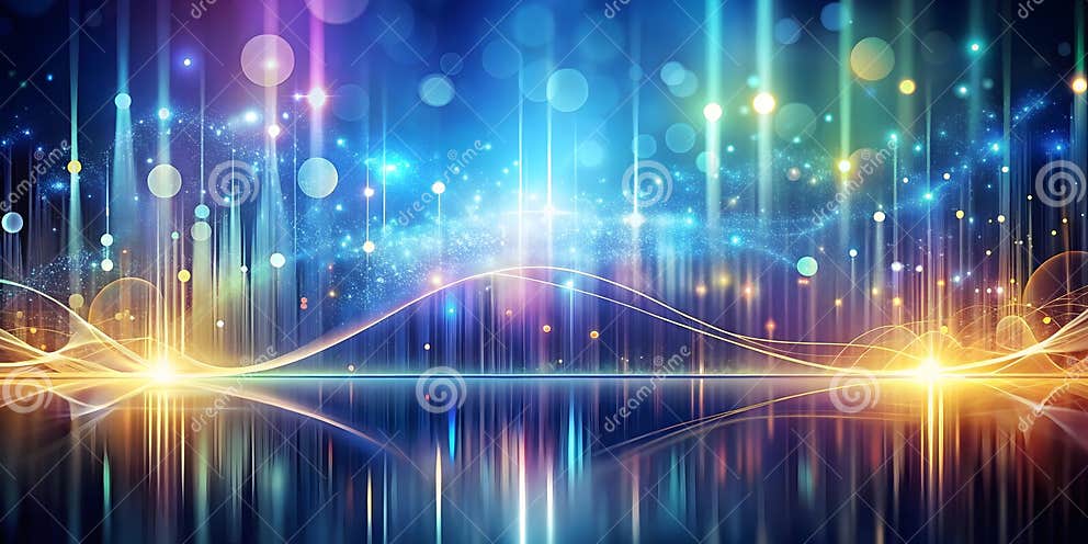 Abstract Digital Pattern with Lines and Dots on Blue Background ...