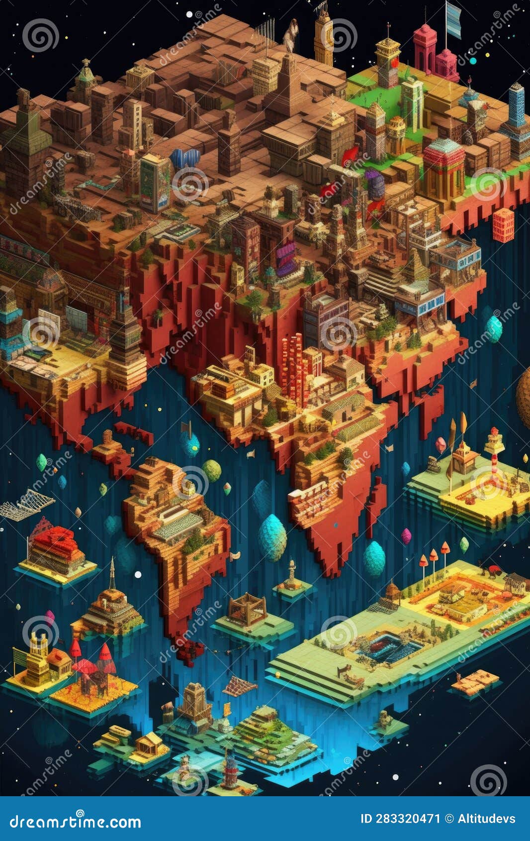 Abstract Digital Pixel World Map Design Stock Image - Image of ...