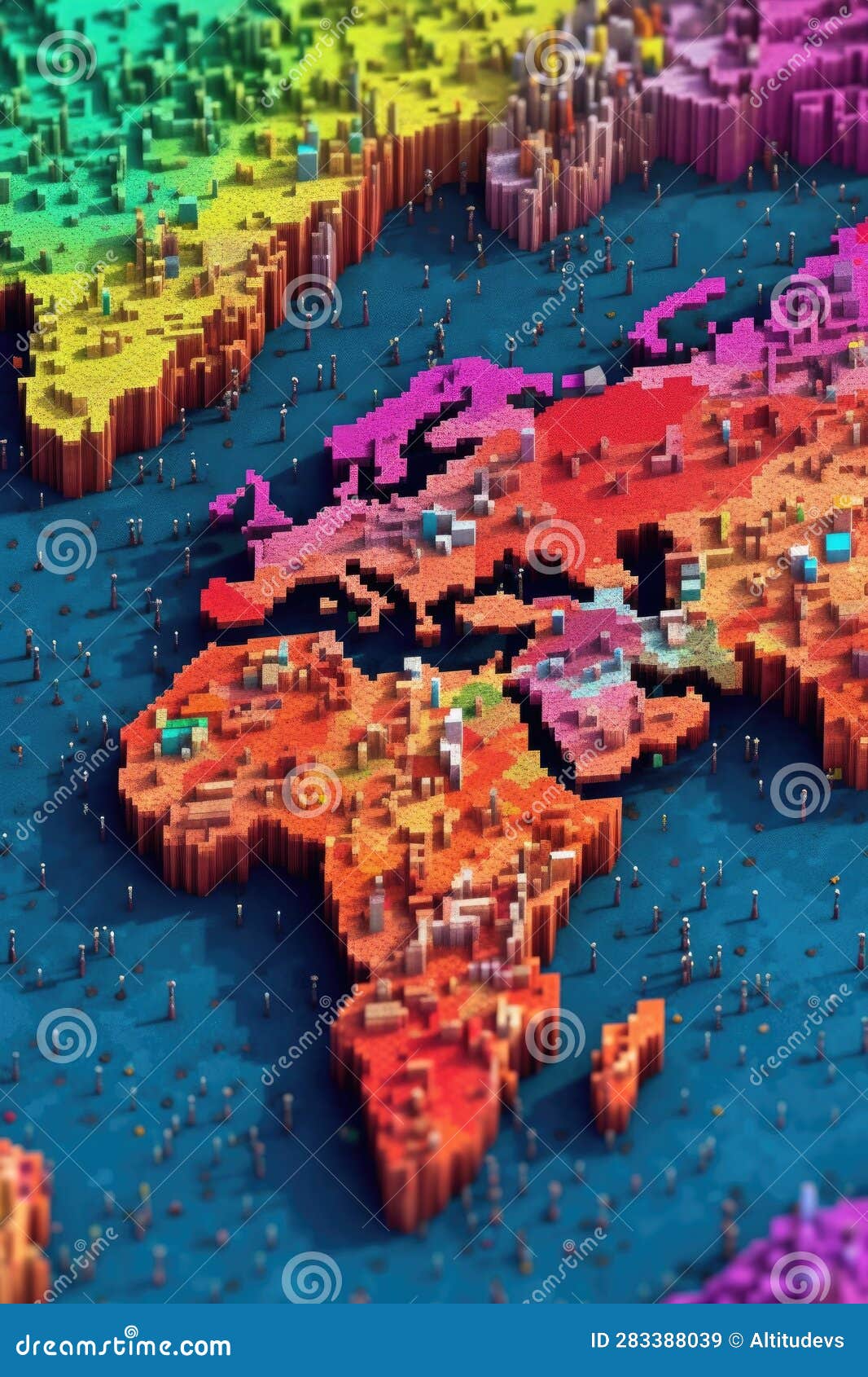 Abstract Digital Pixel World Map Design Stock Image - Image of ...