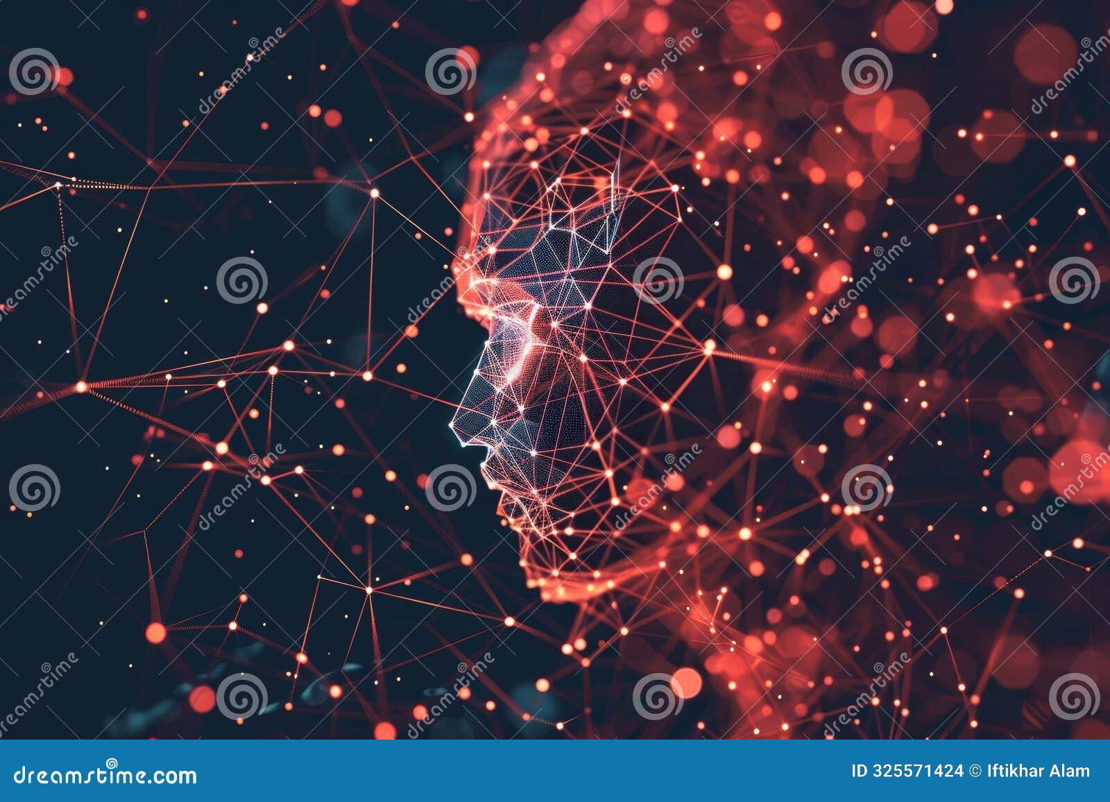 An Abstract Digital Portrait, Formed from Lines and Dots, Representing ...