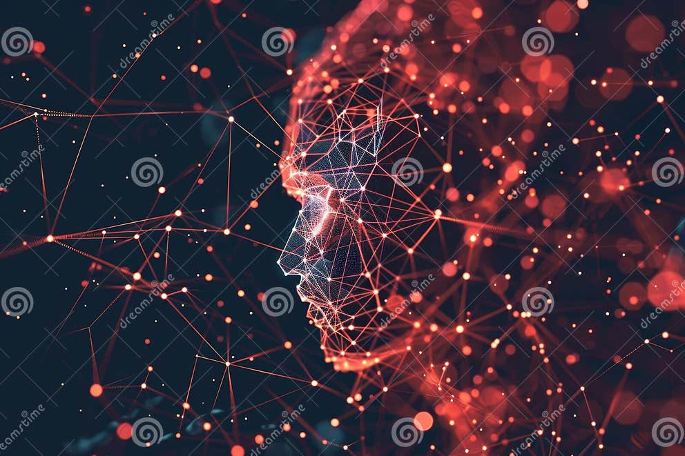 An Abstract Digital Portrait, Formed from Lines and Dots, Representing ...