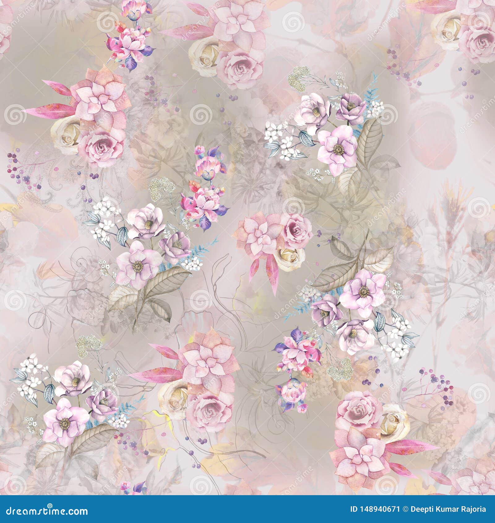 Digital Print Flower Pattern Design Stock Illustrations – 42,864 ...