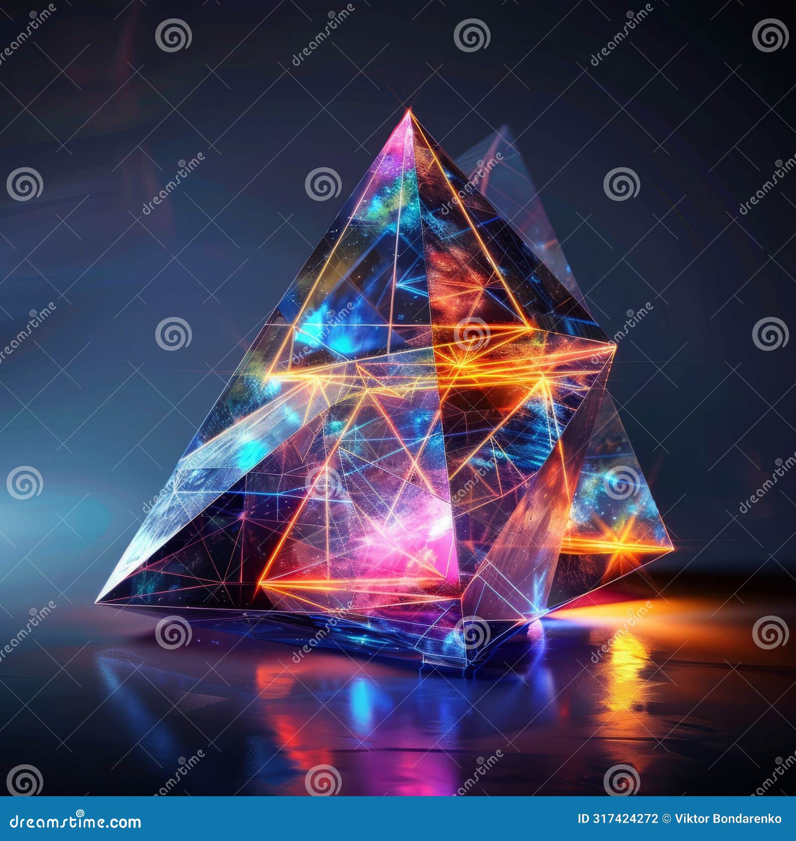 Digital Ai Pyramid Made of Glowing 3d Triangular Polygons Stock Photo ...