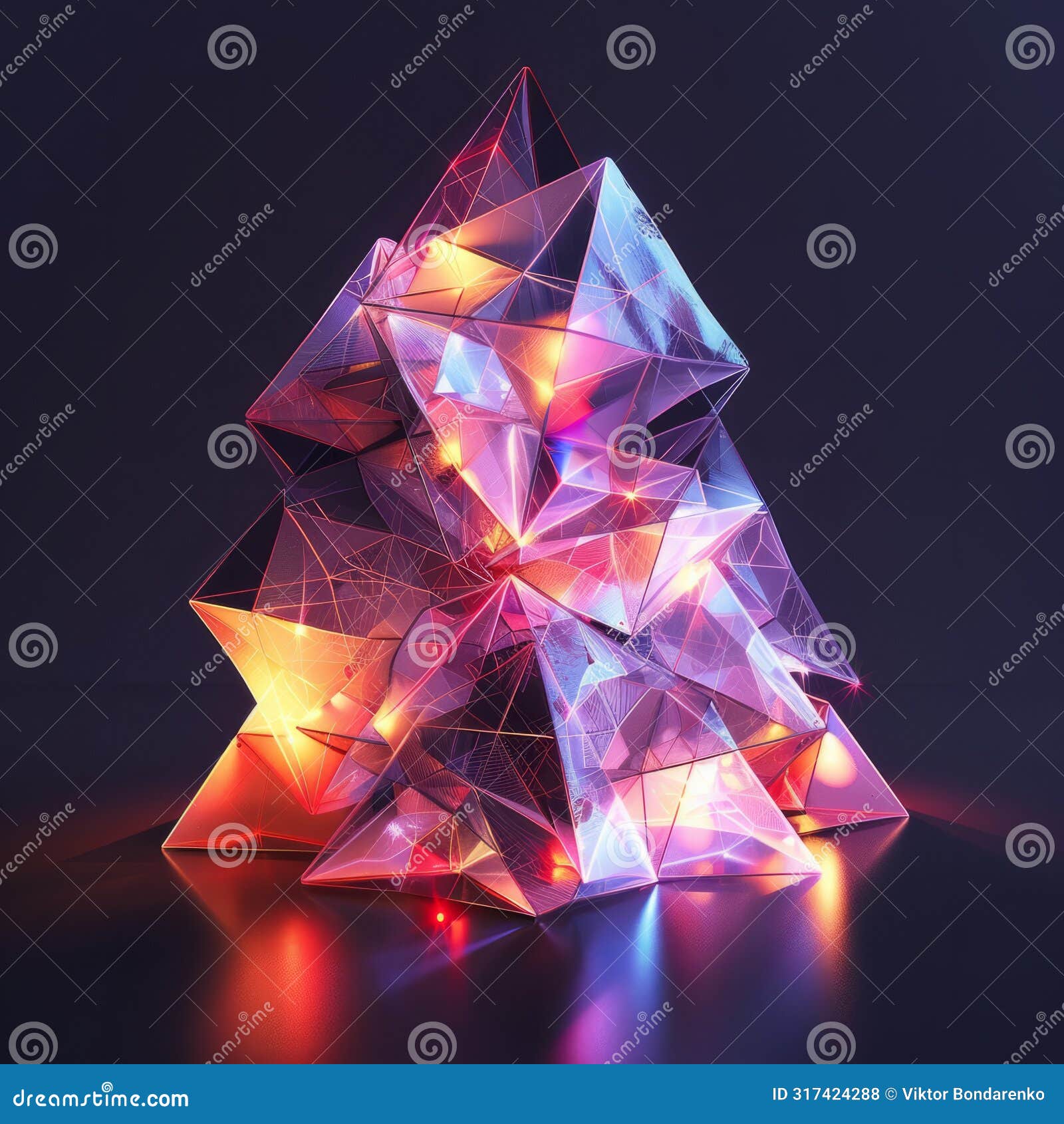 Digital Ai Pyramid Made of Glowing 3d Triangular Polygons Stock ...
