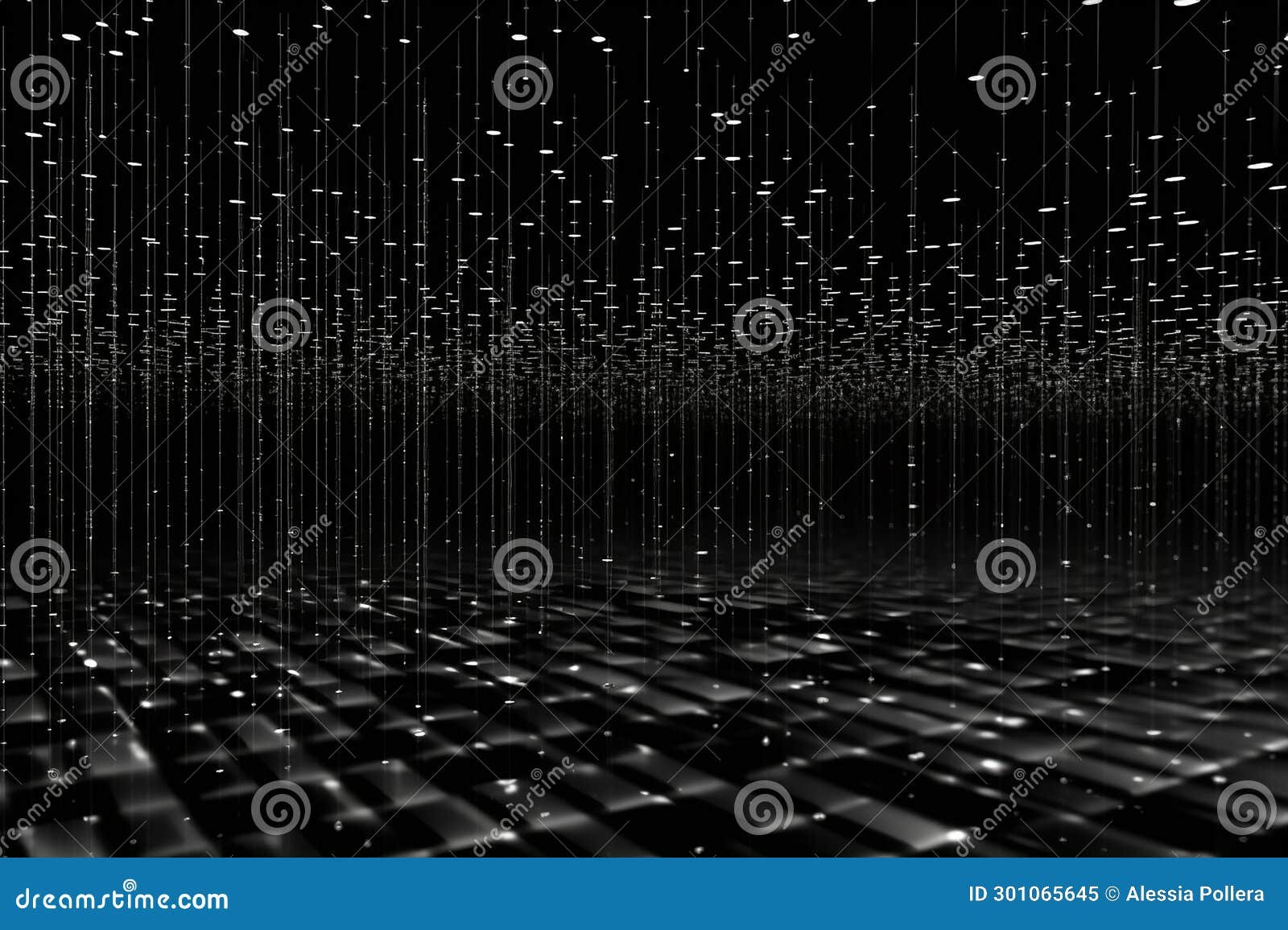 Abstract Digital Rain on a Dark Background with Glowing Particles ...