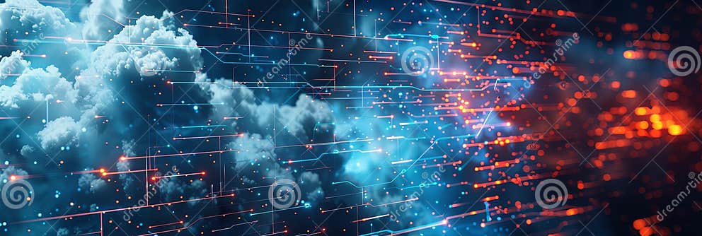 An Abstract Digital Rendering Representing Cloud Computing with Data Processing and AI ...