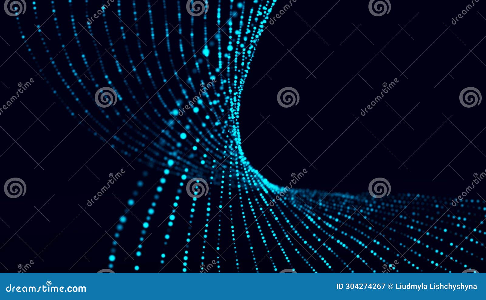 Abstract Digital Science Background. a Stream of Luminous Particles ...