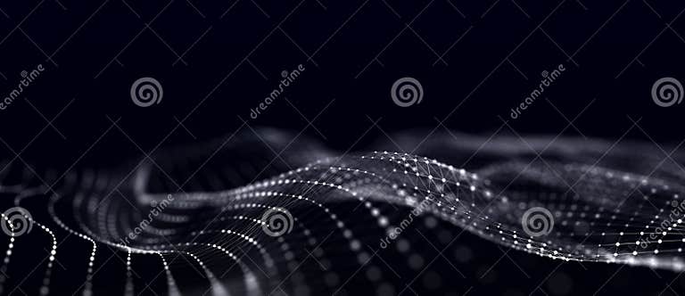 Abstract Digital Science Background. a Stream of Luminous Particles ...