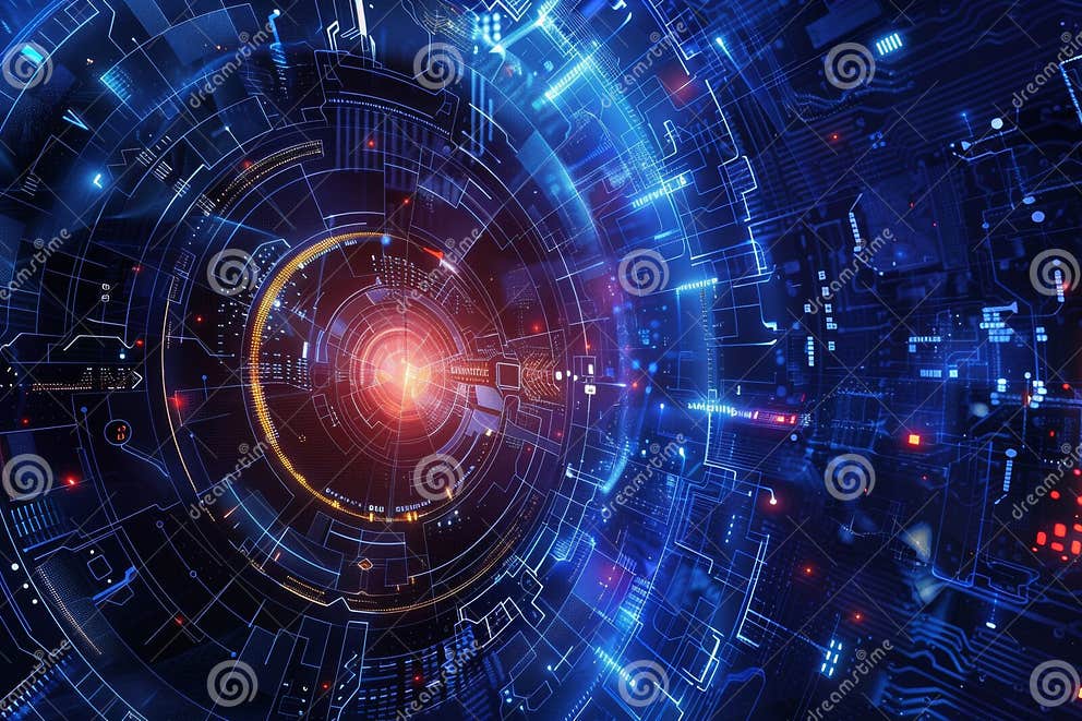 Abstract Digital Scientific and Technological Backdrop with Glowing ...