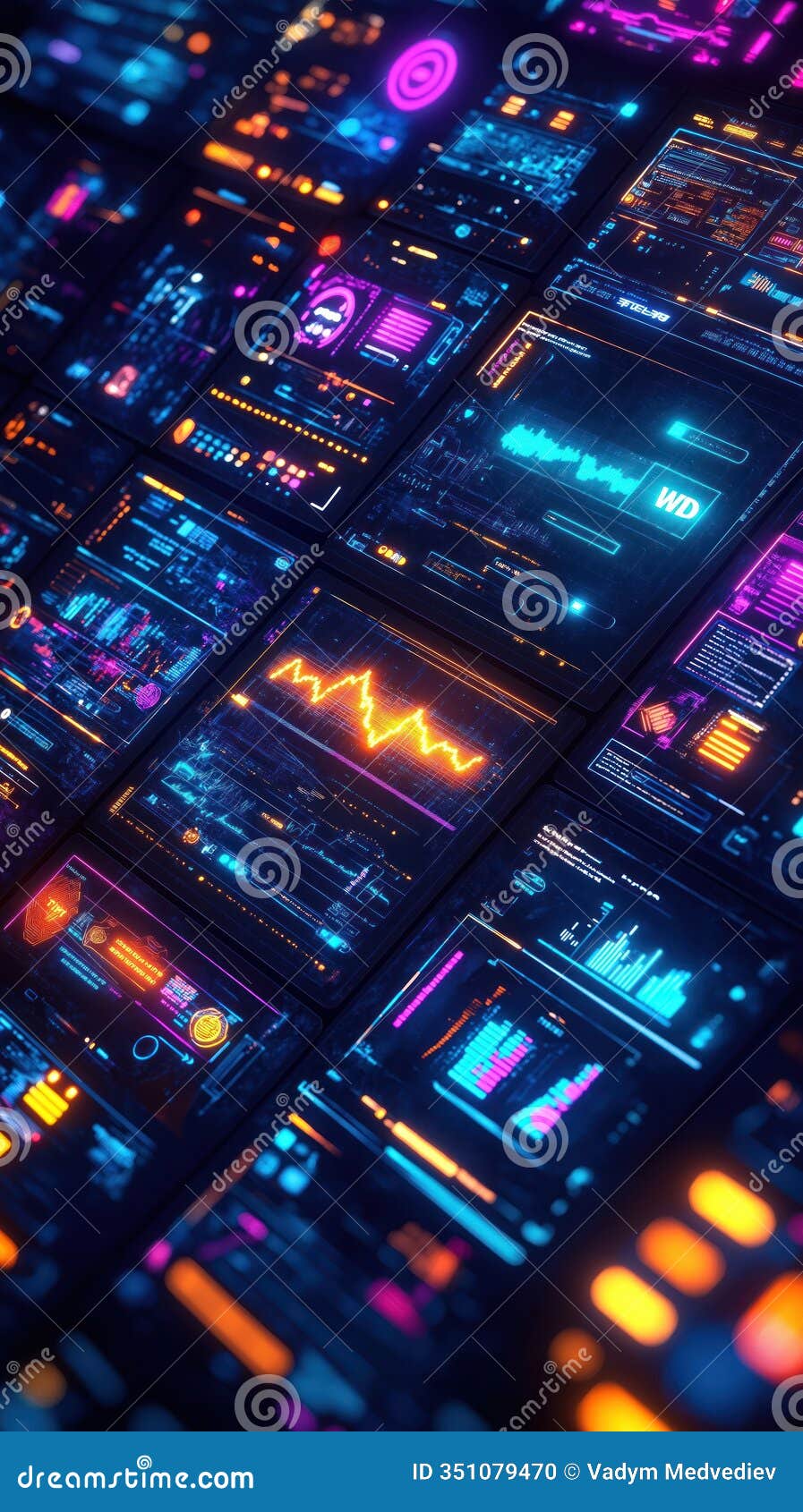 Big Data Colorful Design With Man With Data Center Servers Vector ...