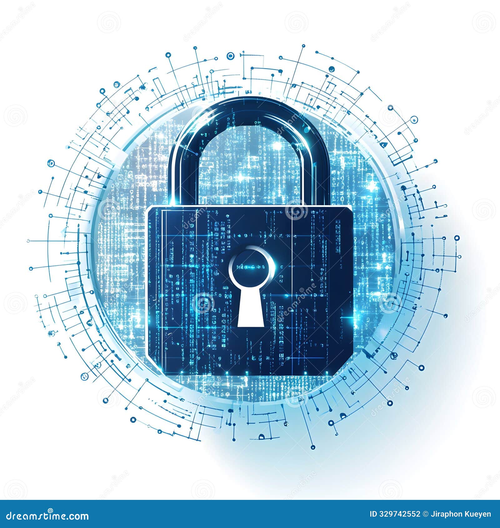 Abstract Digital Security Background with Lock Symbols and Holographic ...