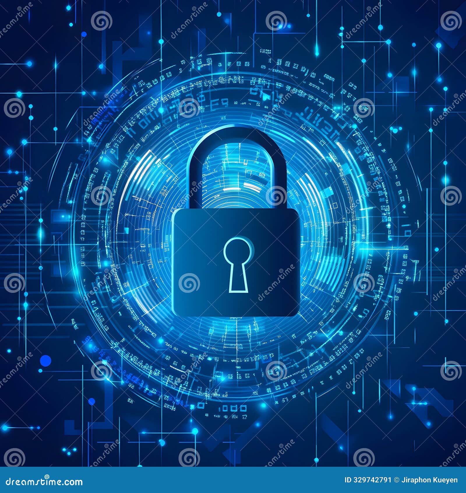 Abstract Digital Security Background with Lock Symbols and Holographic ...