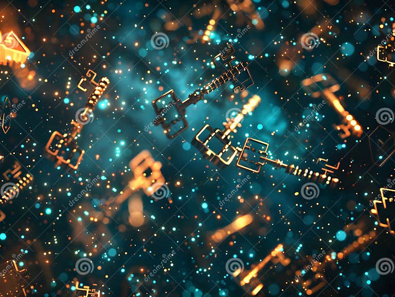 Abstract Digital Security Concept with Elegant Encryption Key Design ...