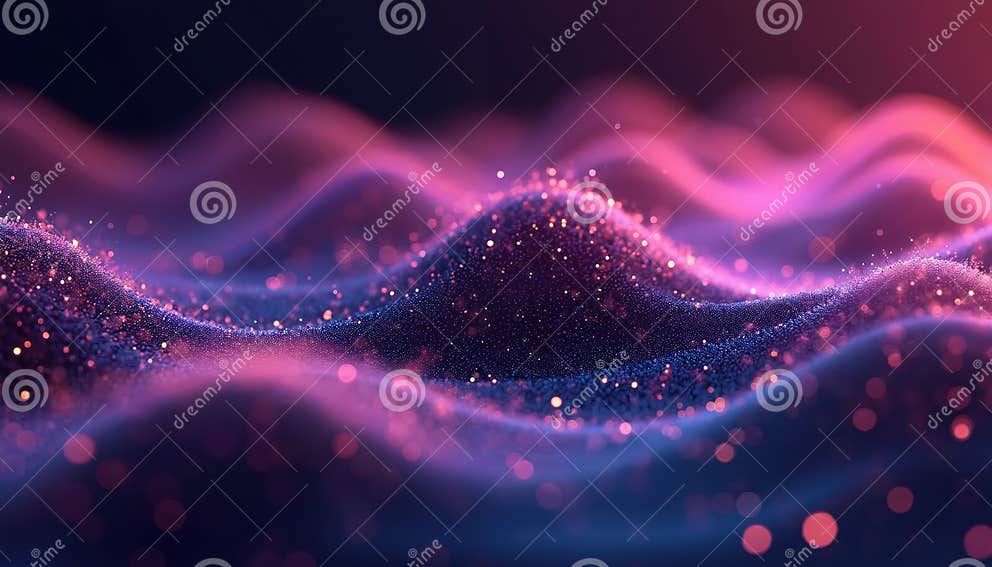 Abstract Digital Sound Wave Visualization. Purple, Pink Hues Create ...