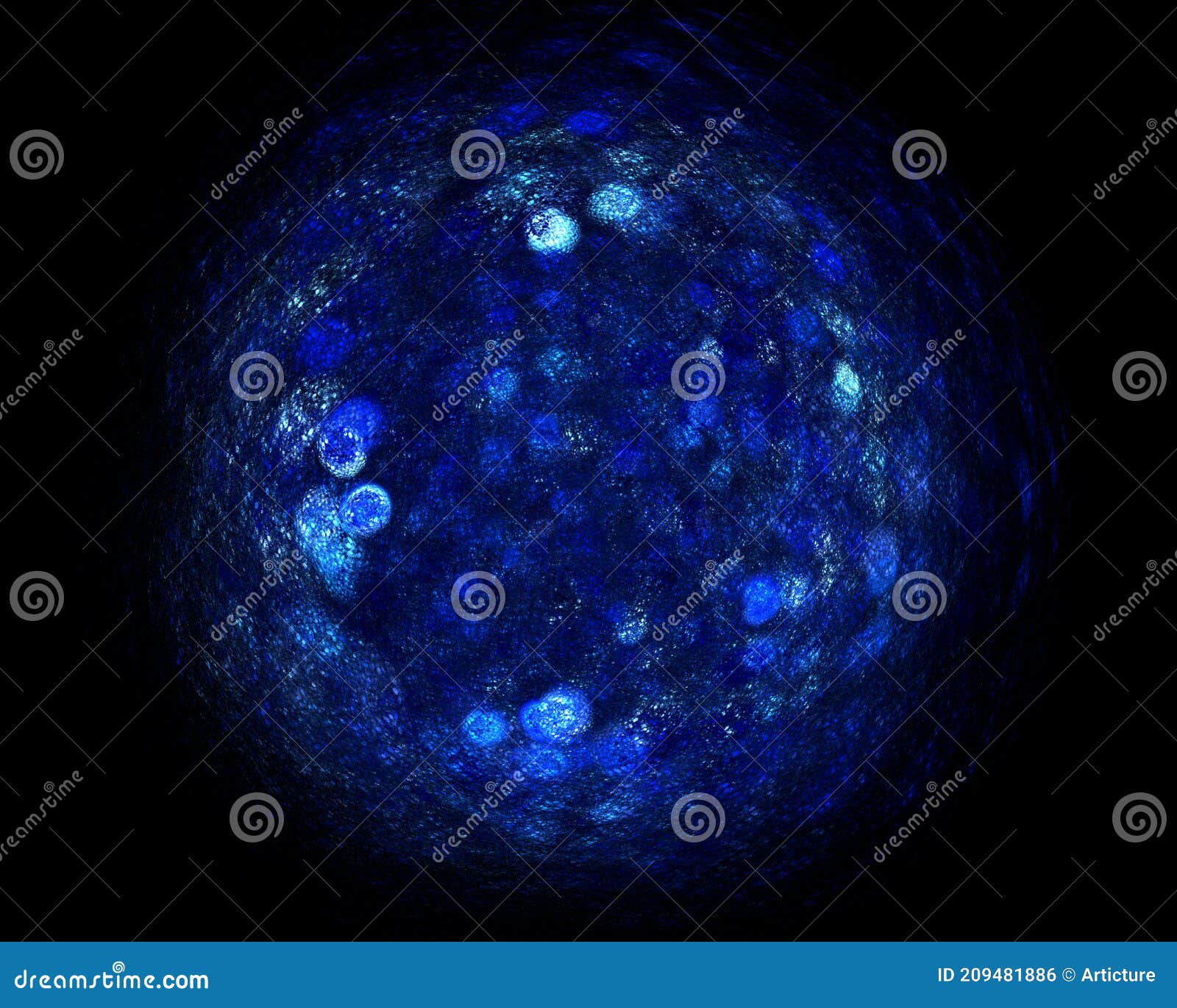 Abstract Digital Sphere in Blue Phosphorescent Illuminated Color on ...