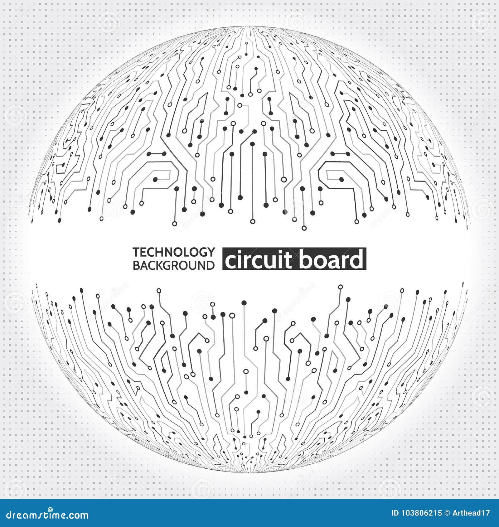 Abstract Digital Sphere Circuit Board On The Grey Background. Stock ...