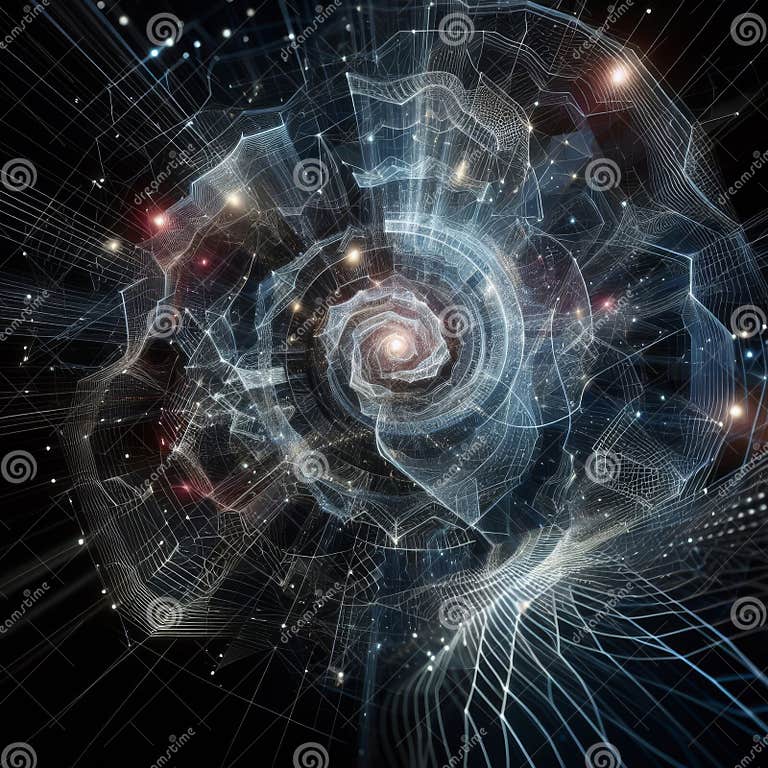 Abstract Digital Spiral Representing AI and Data Flow Stock Photo ...