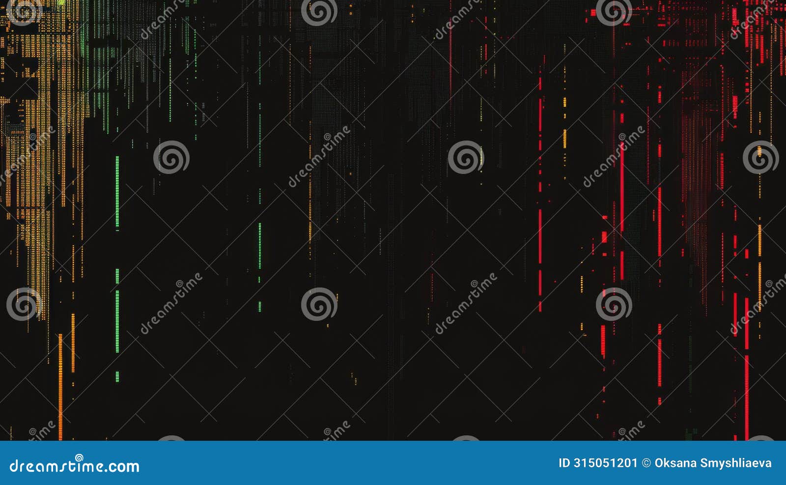 Abstract Digital Technology Background with Glitchy Matrix Code Stock ...