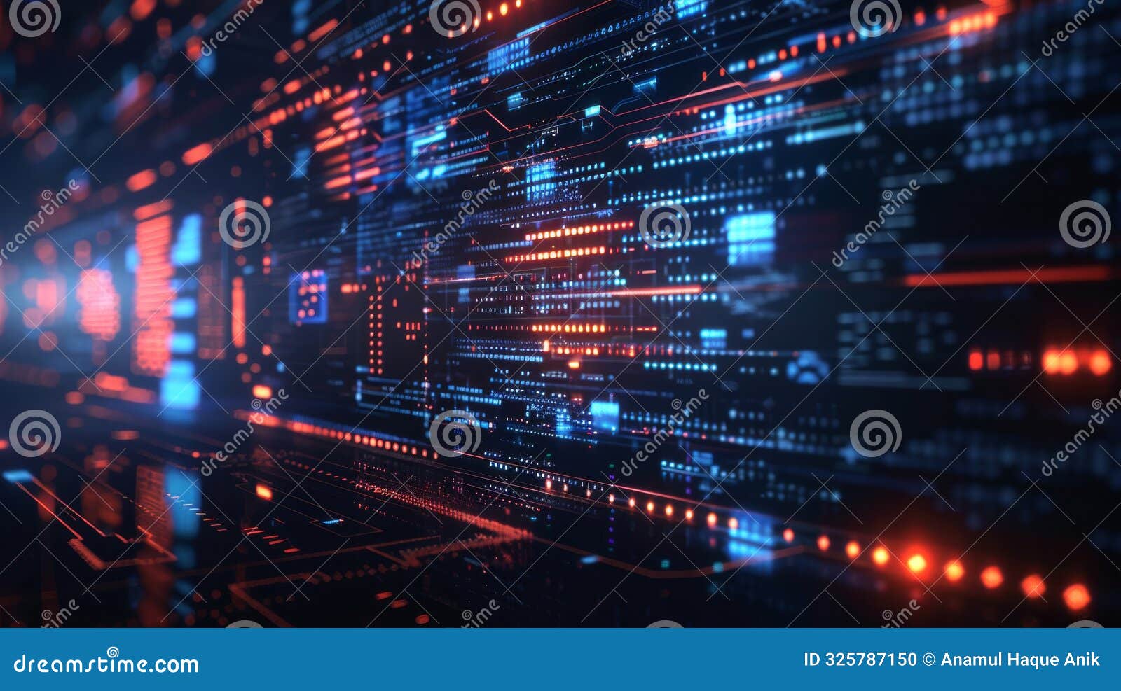 Abstract Digital Technology Background with Light and Bokeh Stock Photo - Image of design ...