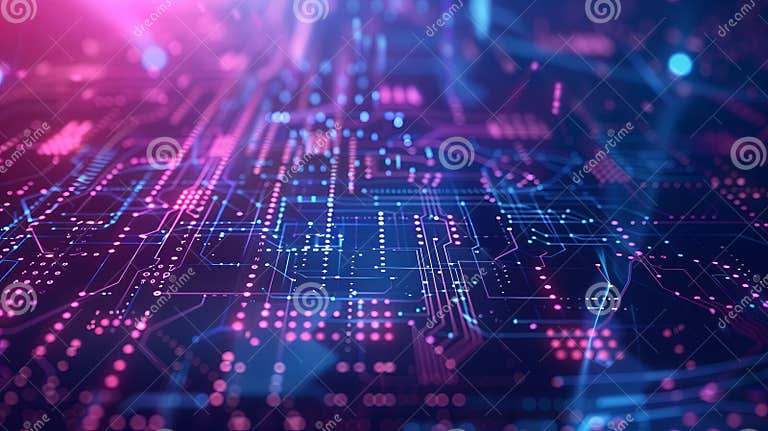 Abstract Digital Technology with Blue Computer Science Background. Tech ...