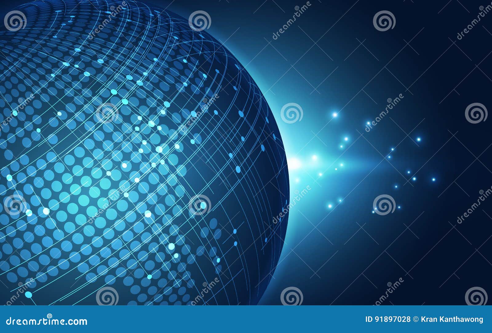 Abstract Digital Technology Connection on Earth Concept Background ...