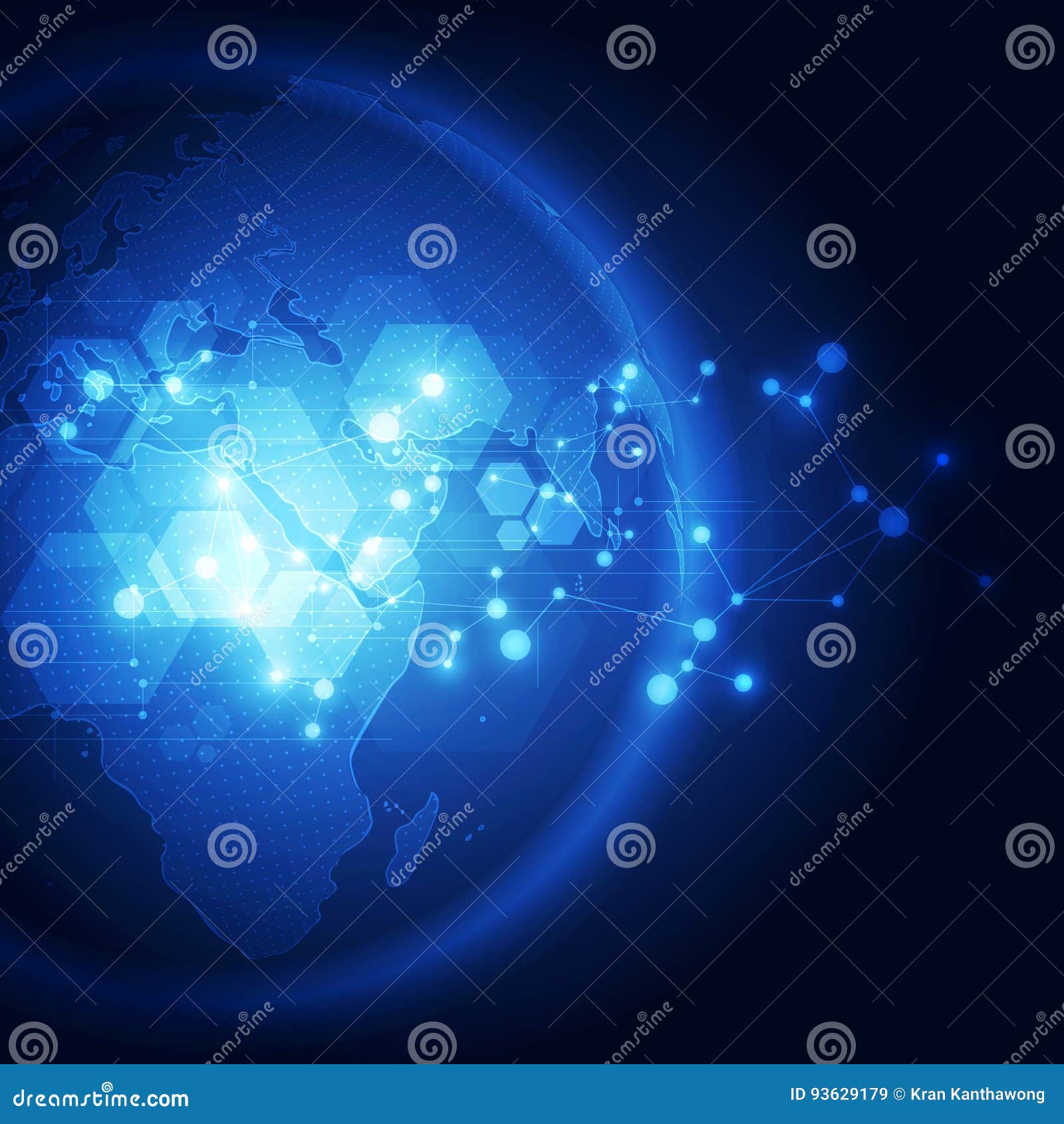 Abstract Digital Technology Connection on Earth Concept Background ...