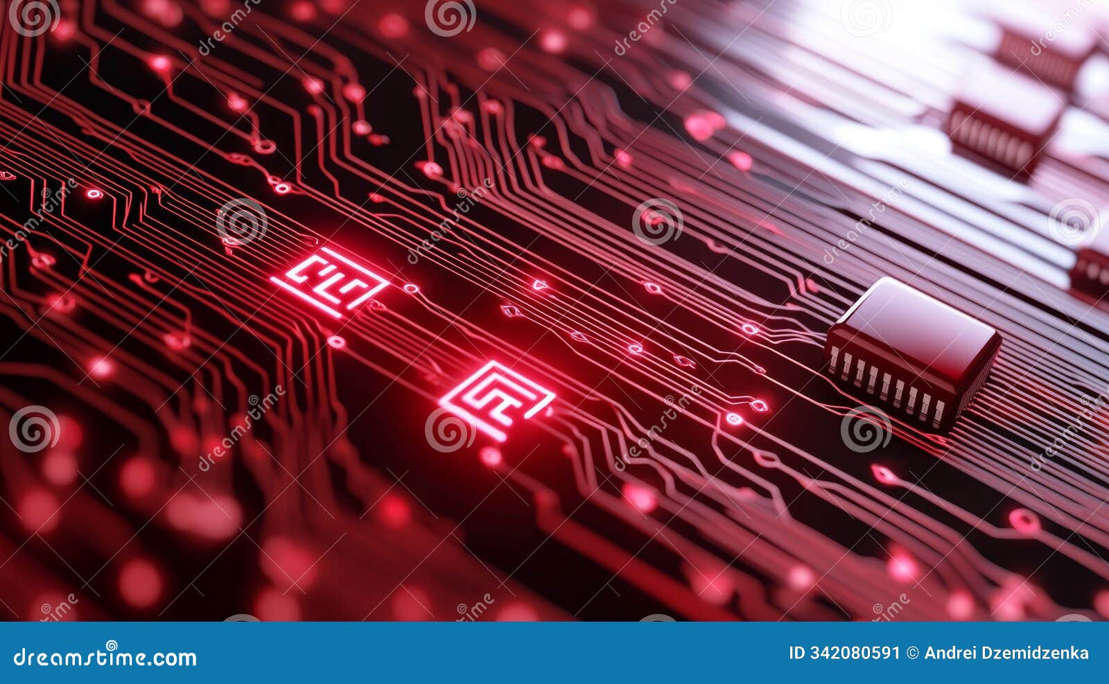 This Abstract Digital Technology Consists of Data Streams, Red Light ...