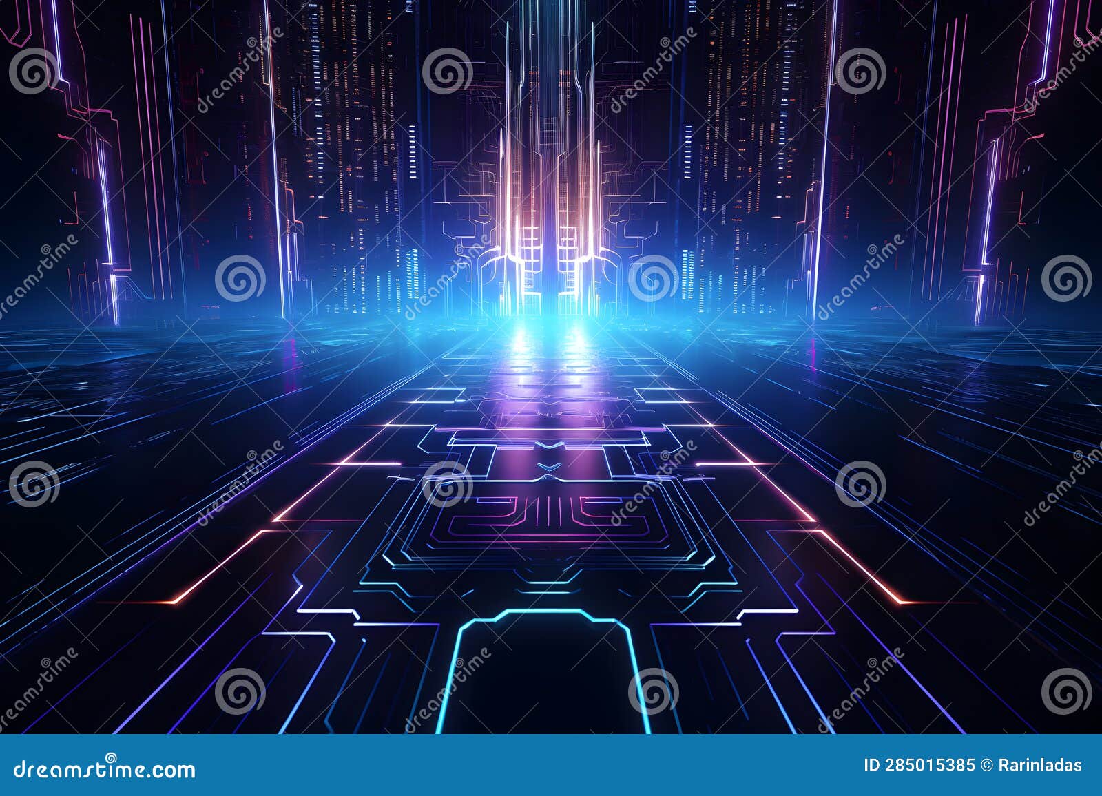 Abstract Digital Technology on Dark Background. Generative AI Stock ...