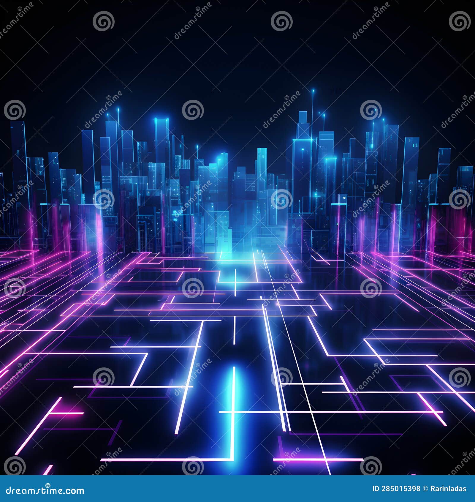 Abstract Digital Technology on Dark Background. Generative AI Stock ...