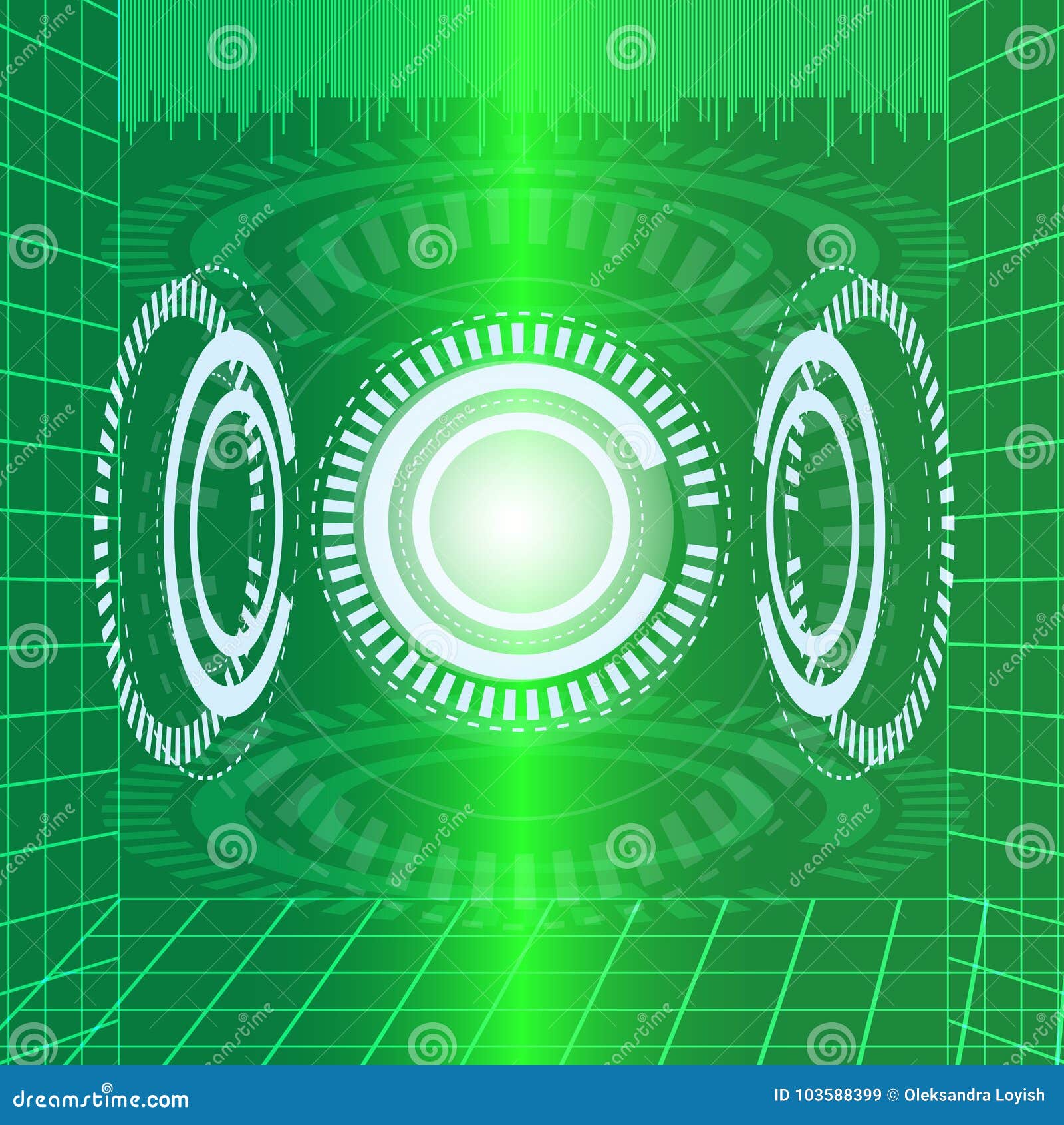 Abstract Digital Technology Green Background Stock Vector