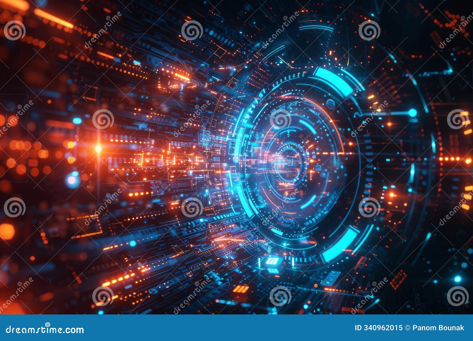 Abstract Digital Transformation Artwork with Glowing Tech Icons ...