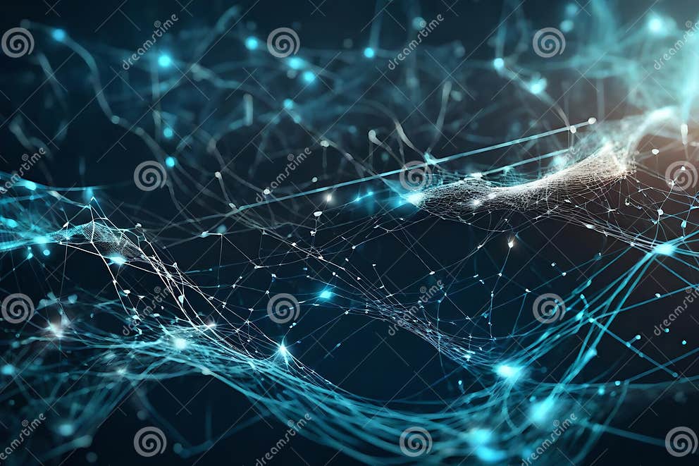 Abstract Digital Transformation Concept Featuring a Wave of Moving Dots ...