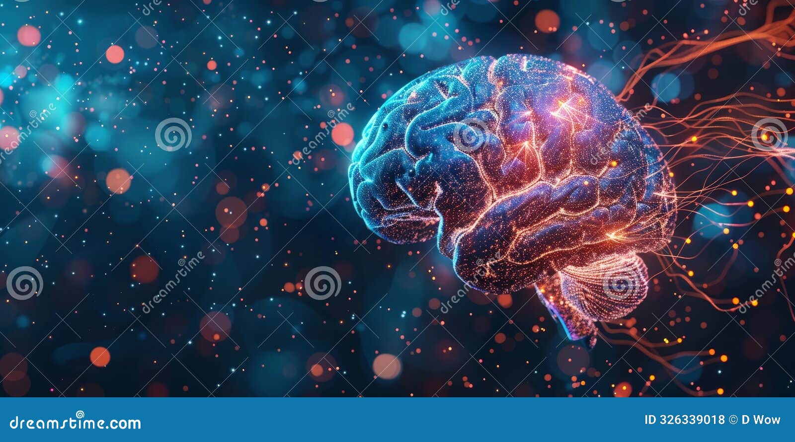 Abstract Digital Visualization of a Brain, Representing Neuroscience ...