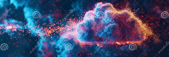 An Abstract, Digital Visualization of Cloud Computing with Glowing Data ...