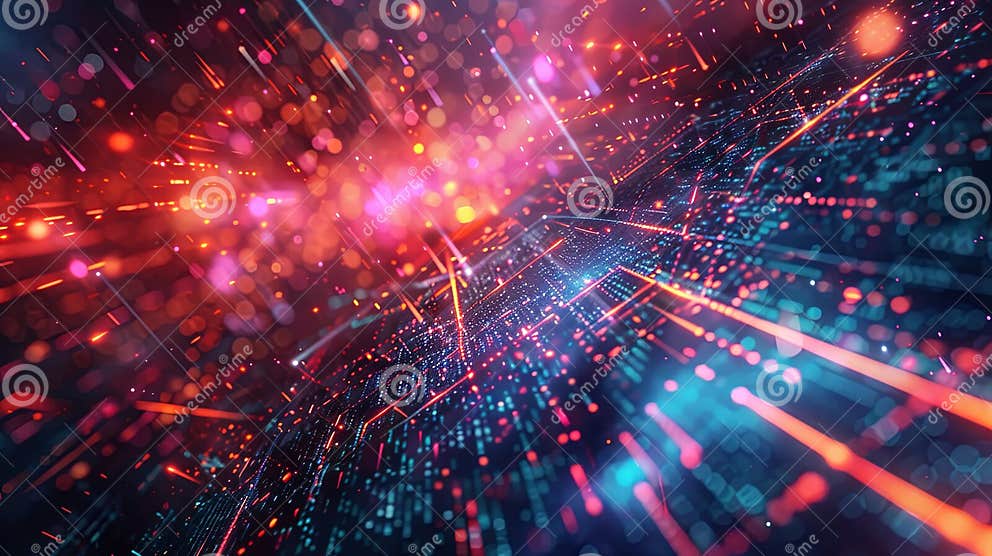 An Abstract Digital Visualization Representing Data Processing And Ai Operations Within A Cloud
